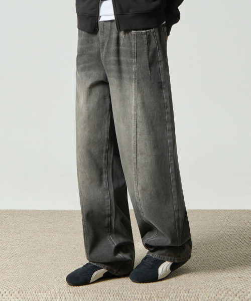 MUSINSA | DIMITRI BLACK VLAD round slash denim pants_gray