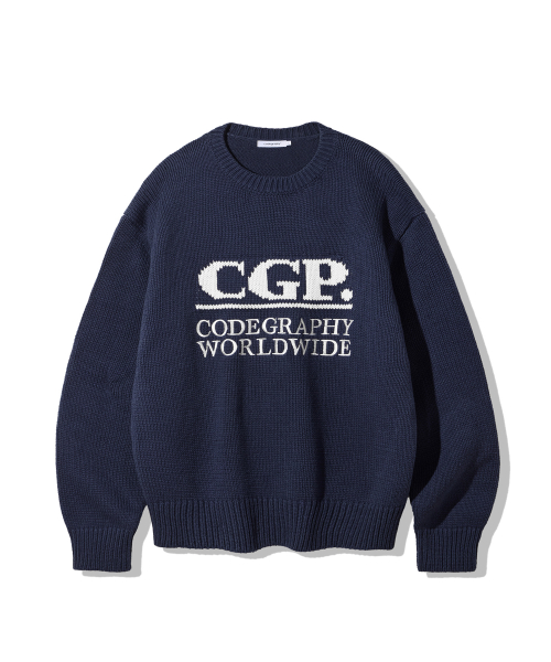 MUSINSA | Codegraphy CGP Square Logo Pullover Knit_Navy