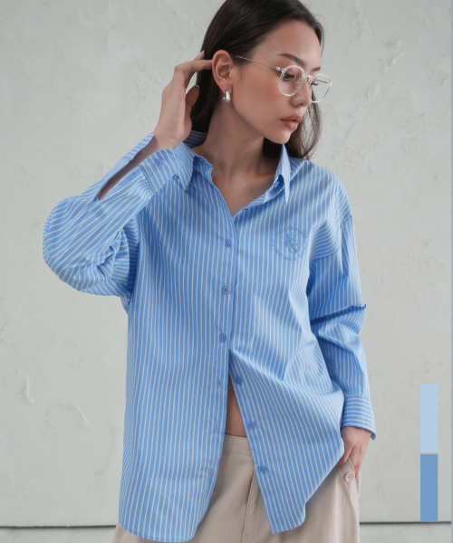 MUSINSA | VIVACIOUS Ciel Unbalance Stripe Shirt - 2COL