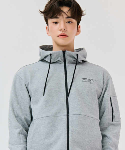 MUSINSA | CHASECULT Men's Sleeve Pocket Hooded Zip-Up - Grey