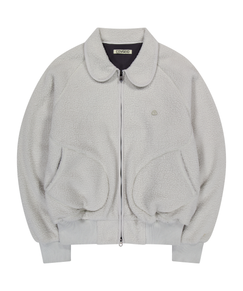 MUSINSA | COYSEIO ROUND COLLAR FLEECE JACKET LIGHT GREY