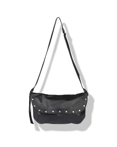 MUSINSA | BESLOW STUDED LEATHER BODY CROSS BAG BLACK