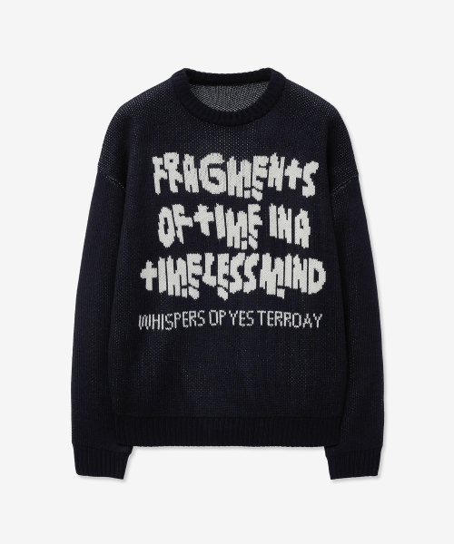 MUSINSA | BLOND9 Timeless Jacquard Lettering Knit_Navy:White