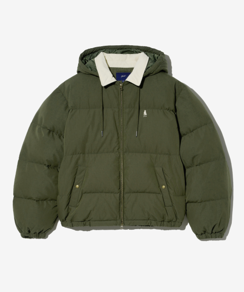 MUSINSA | YALE Detachable Hood Short Puffer Jacket_Khaki