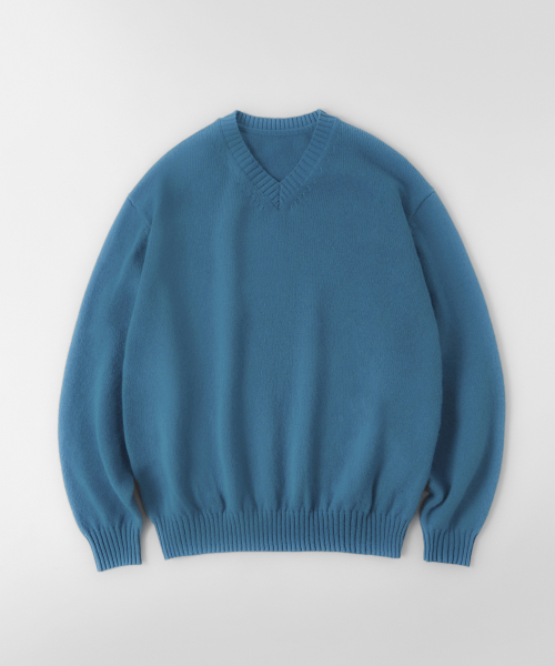 MUSINSA | LAFUDGESTORE Merino Wool Shade V-Neck Knit_Emerald Blue