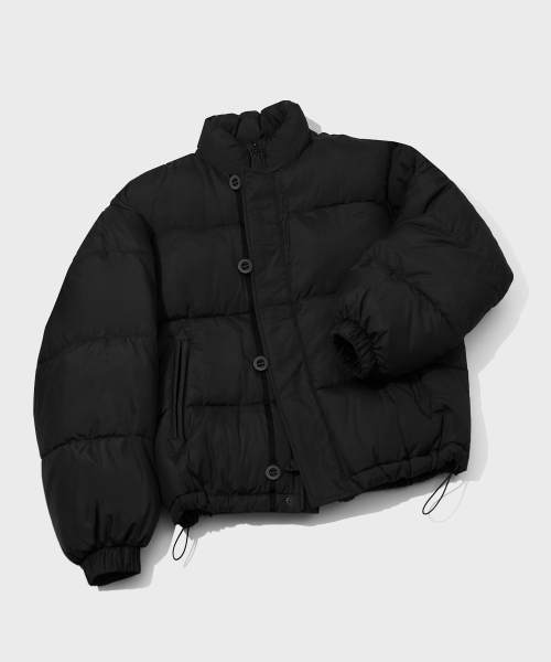 MUSINSA | SECONDMONO Double Adjust Button Short Padding Jumper [BLACK ...