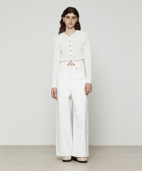 MUSINSA | CURRENT High Waist Crease Washed Denim [White]