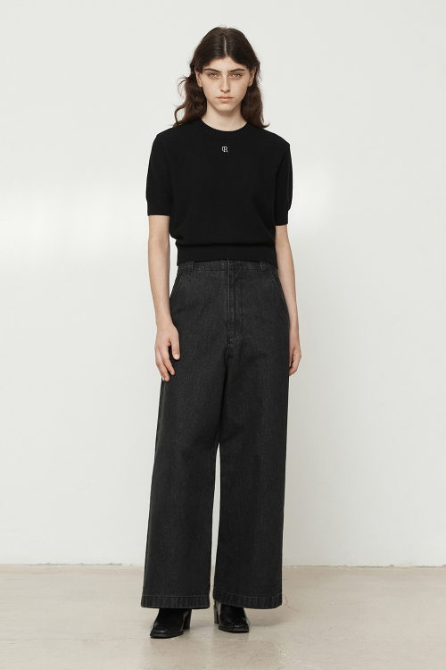 MUSINSA | CURRENT High Waist Crease Washed Denim [Black]