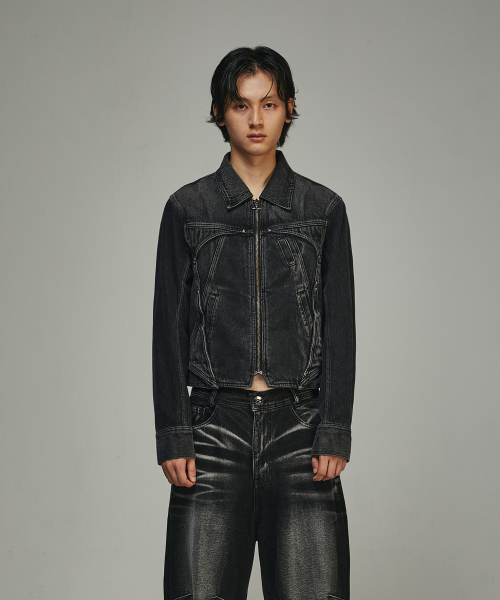 MUSINSA公式 | BLR Hidden Pocket Denim Trucker Jacket Black