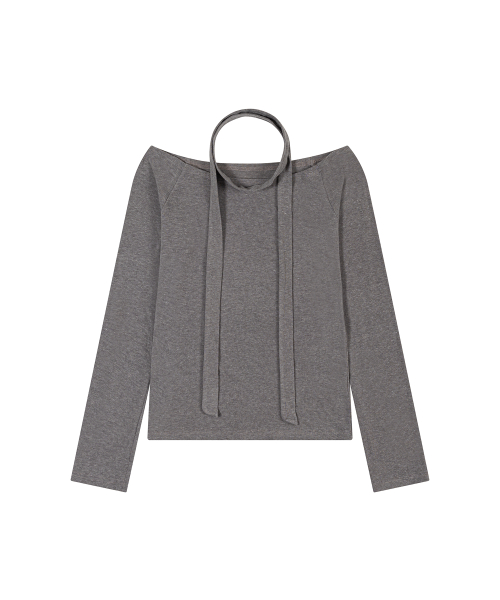 MUSINSA | PORTA BASIC OFF-SHOULDER MUFFLER TOP SET, GREY