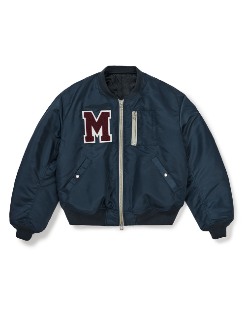 MUSINSA | MMLG [Mmlg] FAMILY NAME FLIGHT JACKET (NAVY)