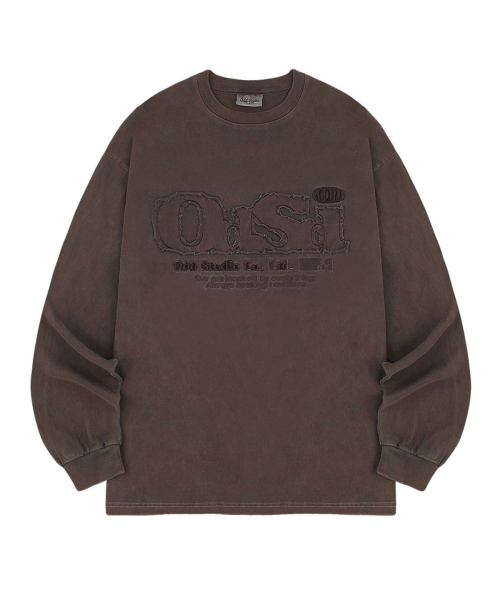 MUSINSA | ODDSTUDIO ODSD Pigment Damage Long Sleeve - BROWN