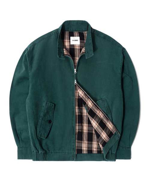 MUSINSA | QT8 GARMENTS TL Washed Oxford Harrington Jacket (Dark Green)