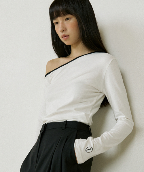 MUSINSA公式 | LUCIR ZU Binding One Shoulder Sleeve (ivory)