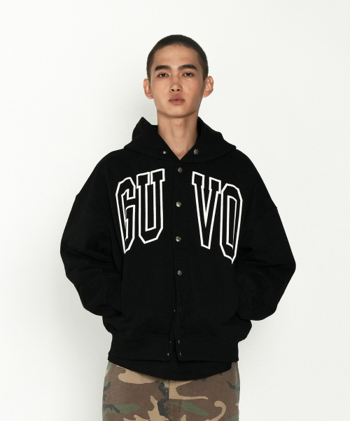 구보(GUVO) Logo Snap Hoodie, black - 사이즈 & 후기 | 무신사