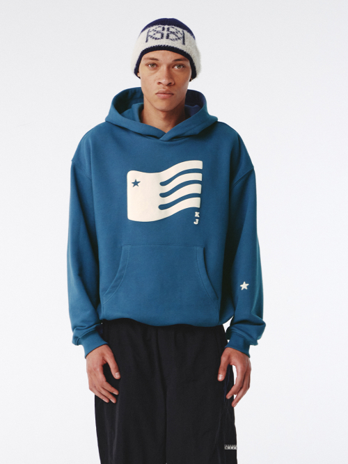 MUSINSA | KIJUN MEN Flag Hoodie UNISEX Dusty Blue