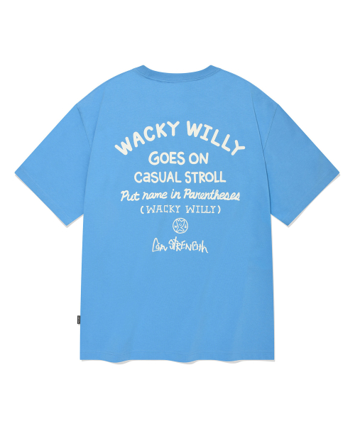 MUSINSA | WACKY WILLY Typographic Short Sleeve T-Shirt Sky Blue