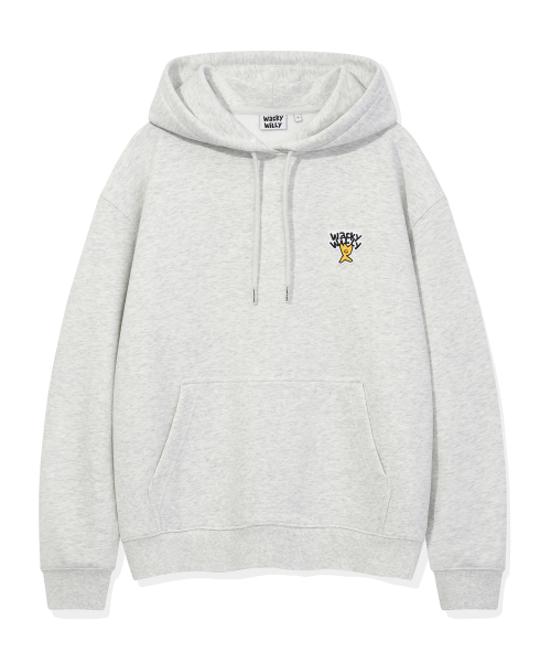 MUSINSA | WACKY WILLY Basic Logo Wappen Hood Light Grey