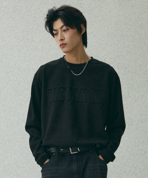 디바인디스턴스(DIVINE DISTANCE) 마크드 스웨이드 롱슬리브 [블랙] - 사이즈 & 후기 | 무신사