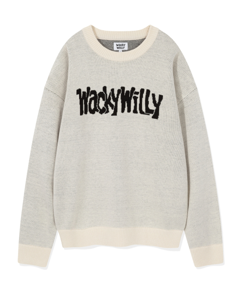 MUSINSA | WACKY WILLY Lettering pullover sweater ivory