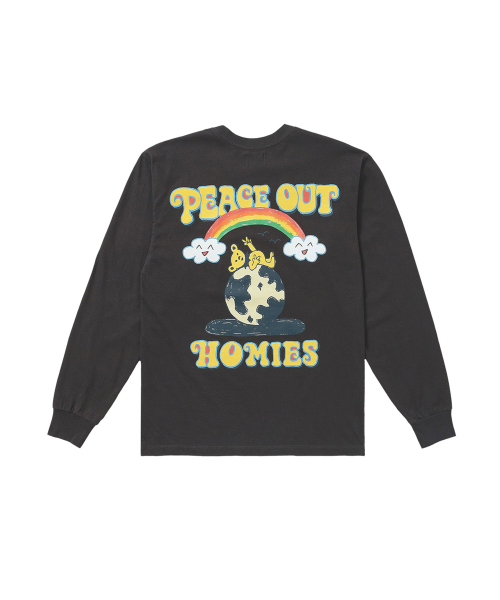 MUSINSA | BIGWAVE COLLECTIVE PEACE OUT HOMIES L/S TEE (WARM SLATE)