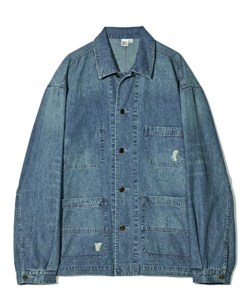 MUSINSA | PARTIMENTO VTG Washed Denim French Work Jacket Blue
