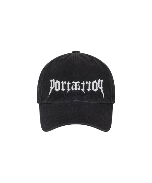 MUSINSA | PORTA GRAPHIC DOUBLE LOGO WASH BALL CAP, BLACK