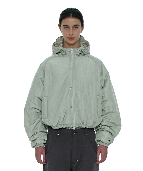 MUSINSA | PARTIMENTO WOMEN Reversible Hooded Windbreaker_Mint Grey