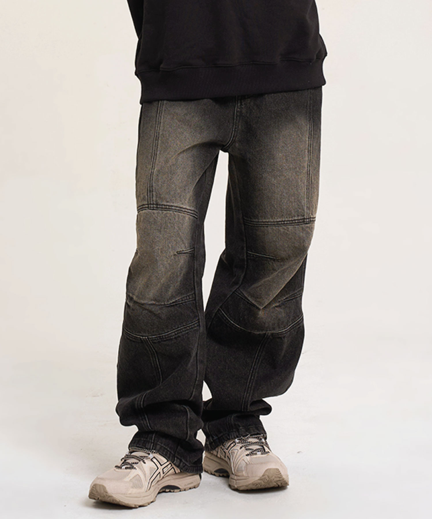 VENHIT 水洗剪裁牛仔褲（黑色） (Creatrip)