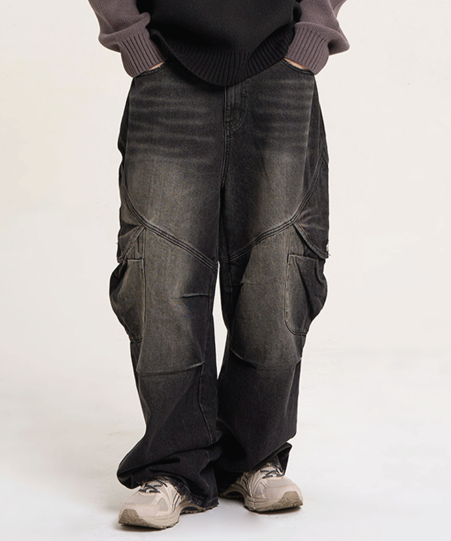 VENHIT 水洗口袋牛仔褲（黑色） (Creatrip)