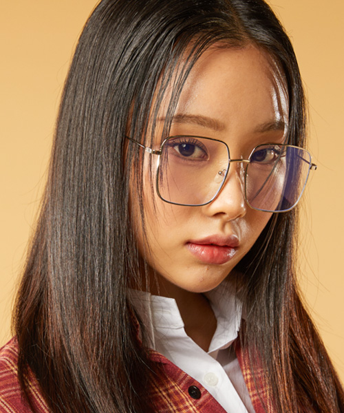 MUSINSA | KOLEAT WOMEN Titanium Geek Chic Big Silver Horn Rim Blue Light Blocking Glasses Glass ...