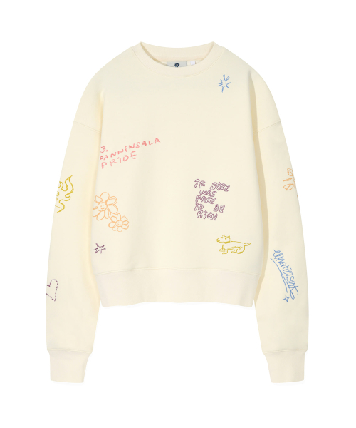 MUSINSA | WACKY WILLY Women's Graphic Man to Man Cream