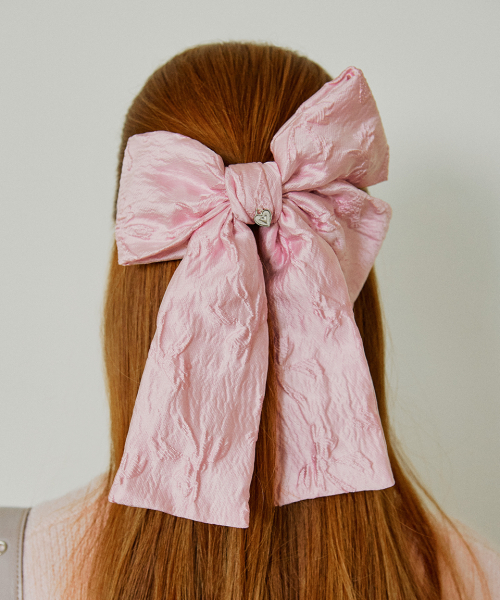 MUSINSA | VVV Jacquard Big Ribbon Hairpin _ Pink