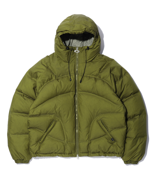 MUSINSA | CRITIC WORMHOLE HOODED DOWN PUFFER JACKET KHAKI