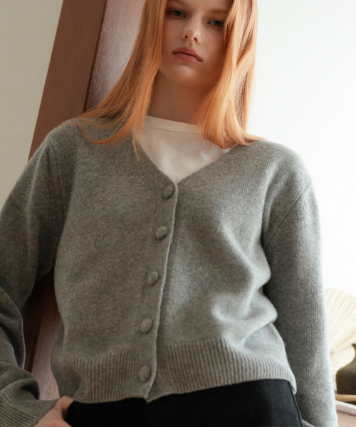블레티(VLETI) Merino Wool 100% V-neck Basic Knit Cardigan (Gray) - 사이즈 & 후기 | 무신사