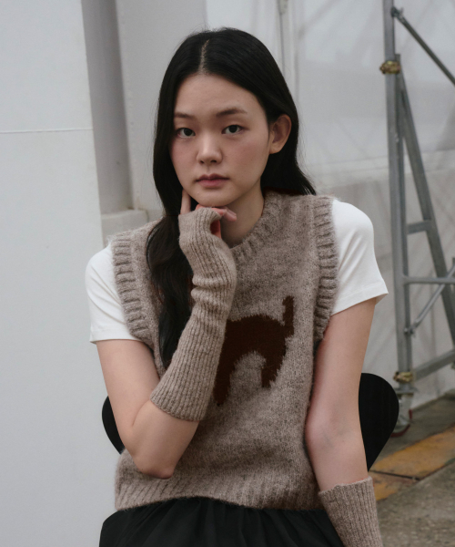 MUSINSA | THE GREEN LAB Cat Jacquard Vest [Beige]