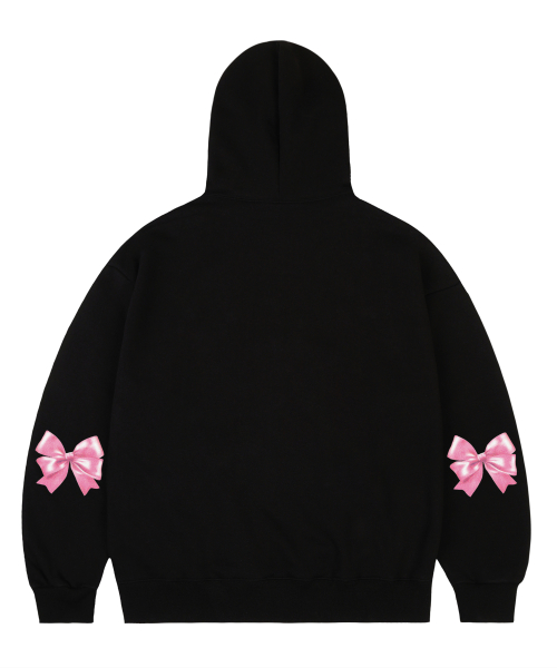 MUSINSA | GRAVER [UNISEX]Elbow Ribbon Hoodie_Black