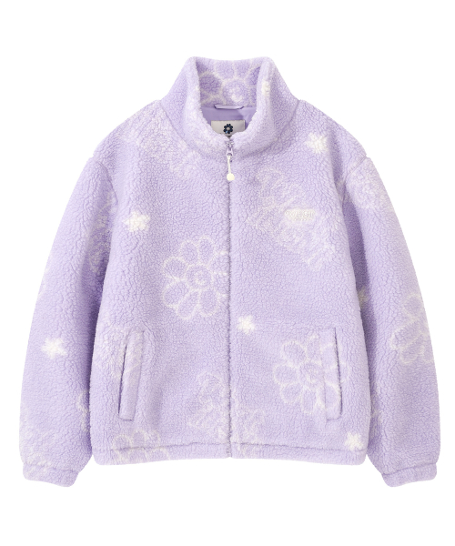MUSINSA | WACKY WILLY Women's Pattern Shearling Zip-Up Jacket Lavender