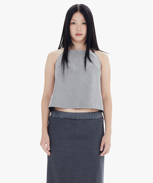 MUSINSA | HALOMINIUM Reversible Halter Top / Grey