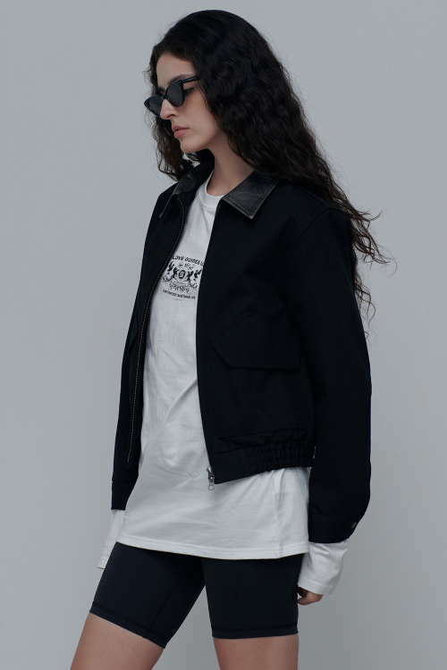 MUSINSA | ANYTIME LOREAK ASTA CROP WORK JACKET-BLACK (W)