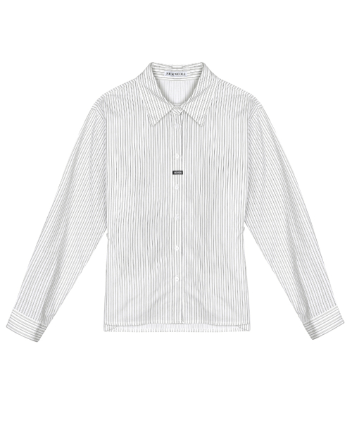 MUSINSA公式 | NICK&NICOLE NICOLE LABEL STRIPE WRINKLE SLEEVE SHIRT_IVORY