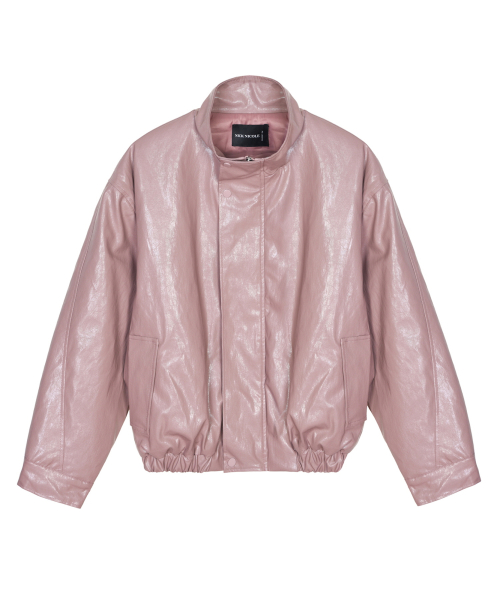 MUSINSA | NICK&NICOLE NICOLE LEATHER LOGO PADDING JUMPER_INDI PINK