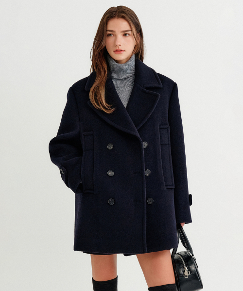룩캐스트(LOOKAST) 니야 울 하프 피코트_네이비 / NIYA WOOL HALF PEACOAT_NAVY - 사이즈 & 후기 | 무신사
