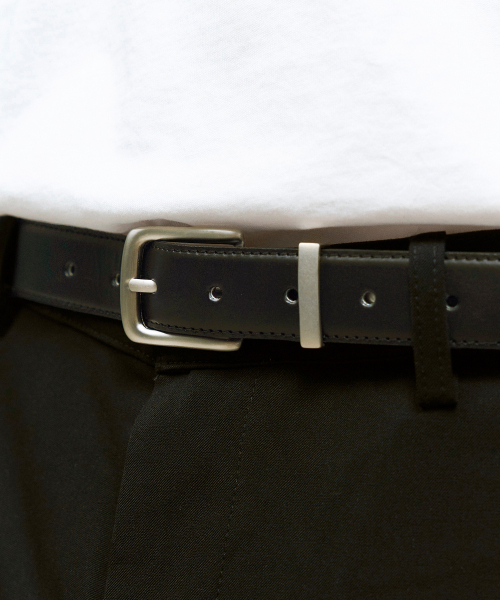 MUSINSA公式 | DOFFJASON Cowhide Volume Minimal Belt BLACK
