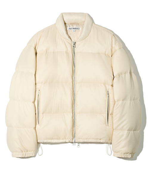 MUSINSA | PARTIMENTO Duck Down Glossy Puffer Short Padding Ivory