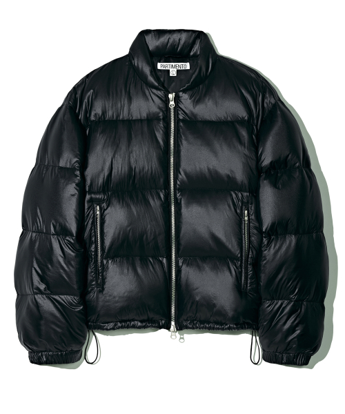 MUSINSA | PARTIMENTO Duck Down Glossy Puffer Short Padding Black