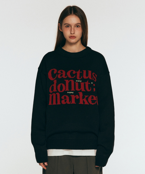 MUSINSA | CACTUSDONUTMARKET CDM Basic Logo Sweater - Black