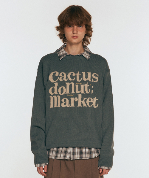 MUSINSA | CACTUSDONUTMARKET CDM Basic Logo Sweater - Khaki
