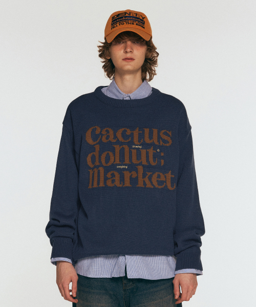 MUSINSA | CACTUSDONUTMARKET CDM Basic Logo Sweater - Navy