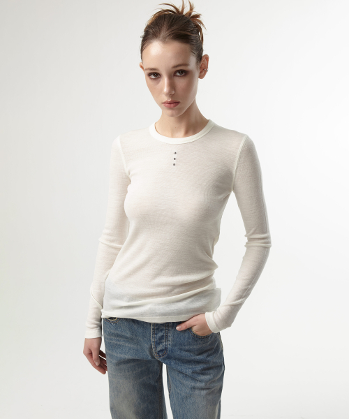 MUSINSA | EAN JO WOOL SYMBOL LOGO LONG SLEEVE T-SHIRT (IVORY)